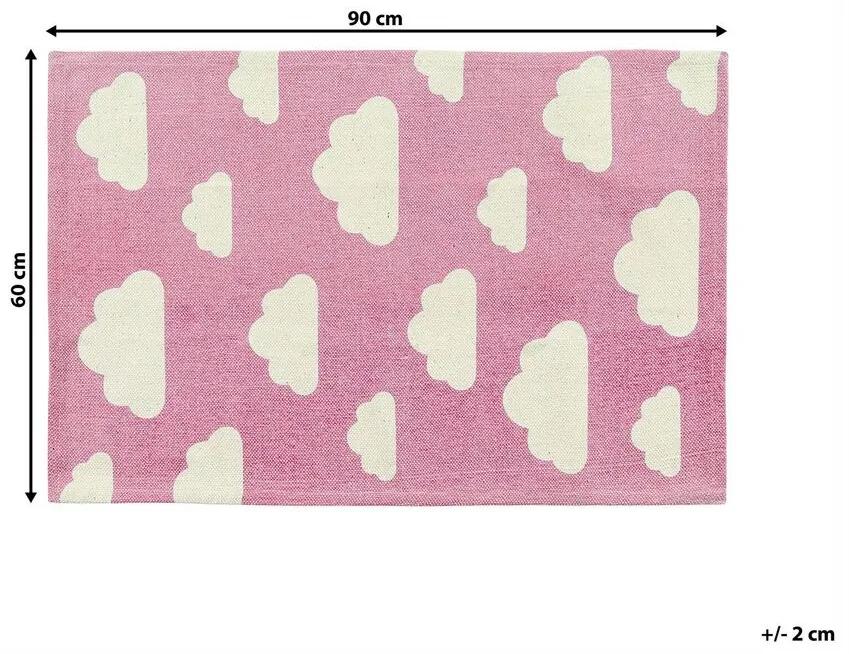 Dětský koberec s potiskem mraků, 60 x 90 cm, růžový, GWALIJAR Beliani
