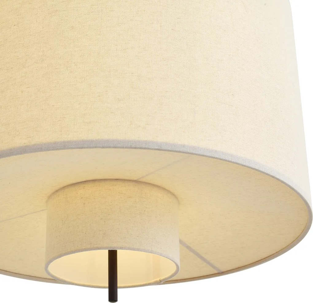Japandi závěsná lampa černá s bílým lněným stínidlem 50cm - Rieu