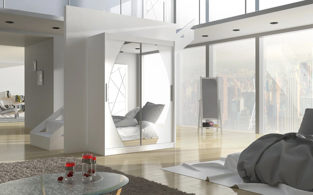 ADRK Furniture Skříň posuvná se zrcadlem ALEN 150 ADRK-SW-ALE-W-150