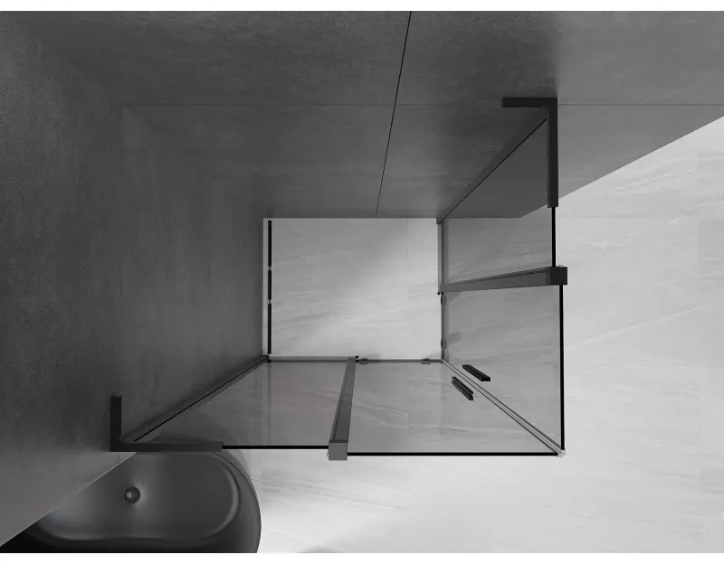 Mexen Velar L Duo, sprchový kout s posuvnými dveřmi 100 x 90 cm, 8mm šedé sklo, černá matná, 871-100-090-02-43-70