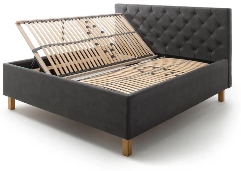 Čalouněná postel kartika s úložným prostorem 160 x 200 cm antracitová MUZZA