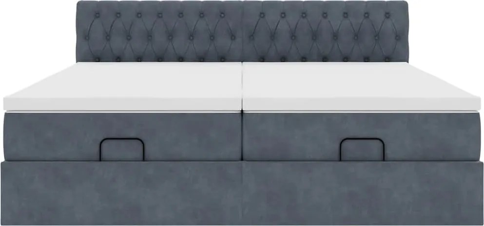 Osmanský rám postele s matracíes tmavě šedá 180x200cm samet 3312093