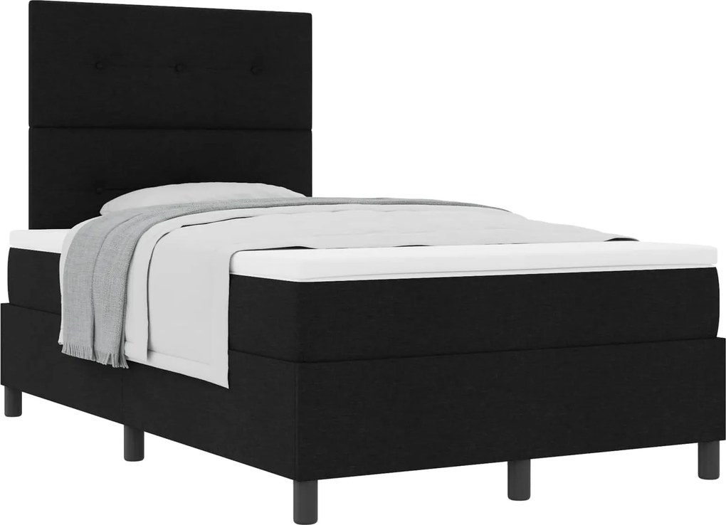 Postel s boxspringem s čelo Černá 120 x 190 cm textil 3339373