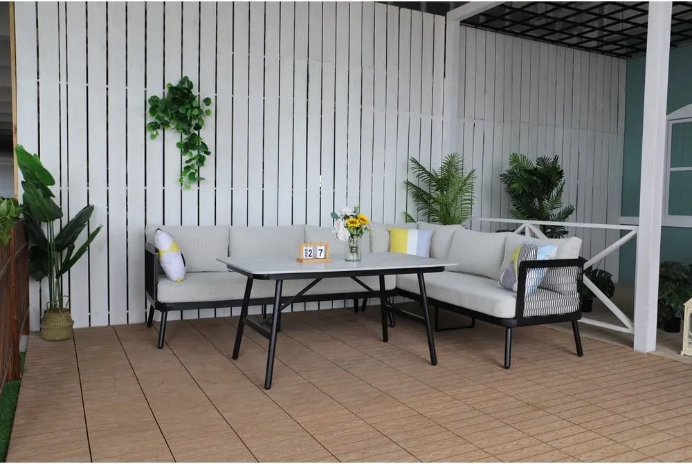 Šedý hliníkový zahradní lounge set pro 5 Edinburgh – Rojaplast