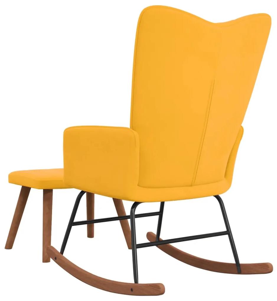 Houpací křeslo se stoličkou hořčicově žluté samet