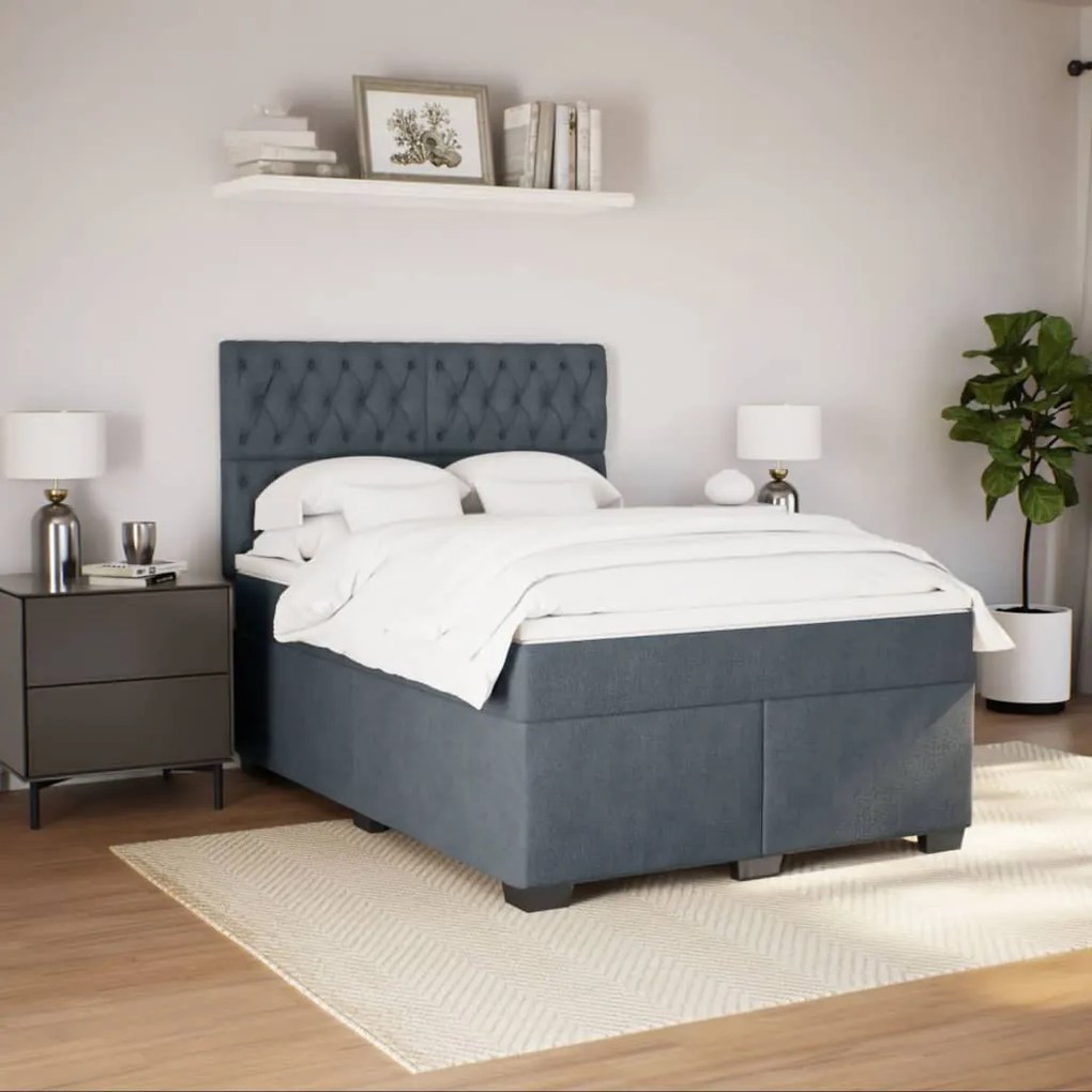 Box spring postel s matrací tmavě šedý 140 x 190 cm samet 3290913