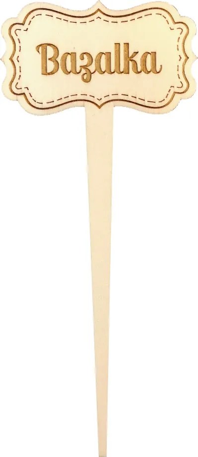 AMADEA Dřevěný zápich - cedulka na bylinky Bazalka, výška 20 cm, český výrobek