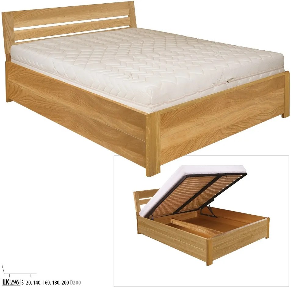 ImportWorld Dřevěná postel 120x200 Pablos masivní dub (Barva dřeva: Dub bělený, Rošt varianta: Kovový rošt)