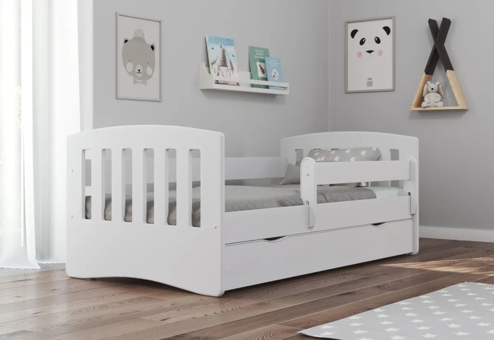 Dětská postel CLASSIC 1 + matrace + úložný prostor, 180x80, bílá