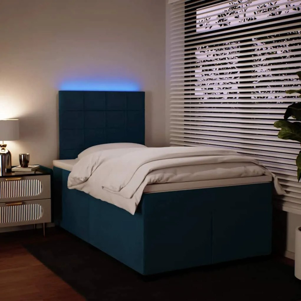 Box spring postel s matrací modrá 120 x 190 cm samet 3293162