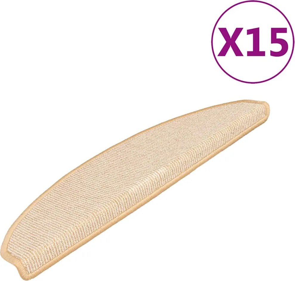 Schodové rohože 15 ks 65 x 21 x 4 cm krémové, půlkulaté, velké 149861