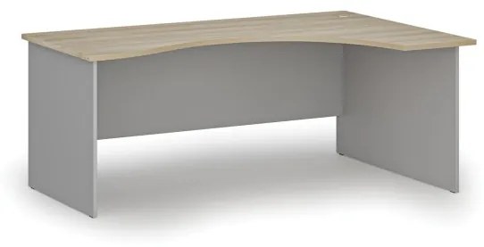 Ergonomický kancelářský pracovní stůl PRIMO GRAY, 1800 x 1200 mm, pravý, šedá/dub přírodní