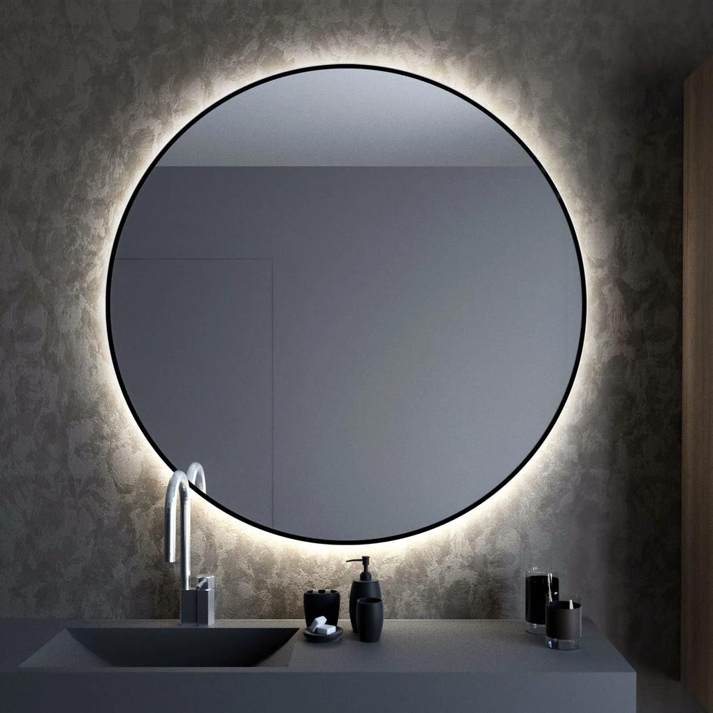 Smartwoods Bright zrcadlo 100x100 cm kulatý s osvětlením černá 5904107900513