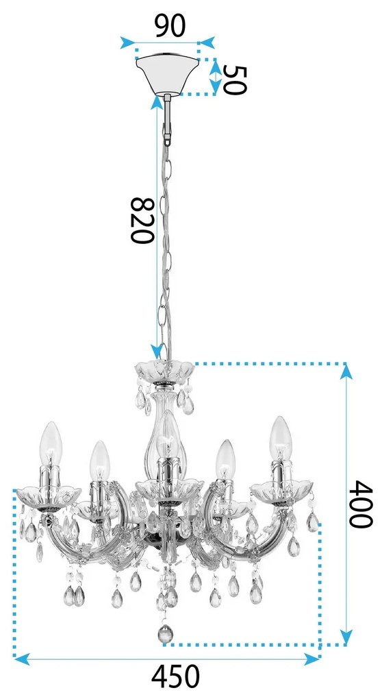 Toolight Závěsné osvětlení Retro D68 EBT001-5CP chrom