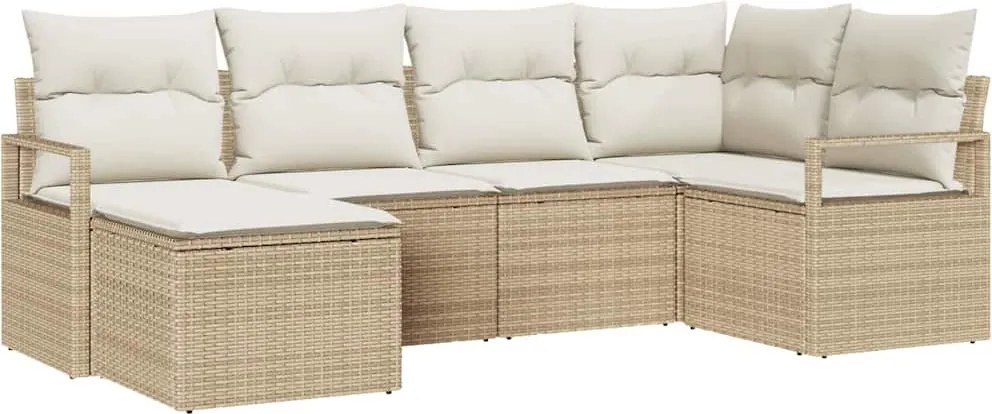 Set pohovek 6 ks Béžová a krémová polyratan 3355120