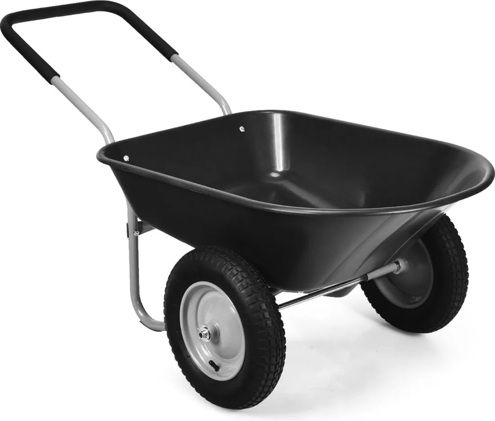 Costway Trakař se 2 kolečky těžká zásuvka na zahradu – 145 × 65 × 65 cm, černý