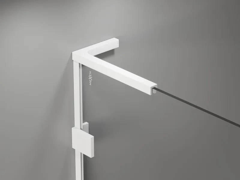 Mexen Lunar-B L, sklápěcí sprchový kout levý 90 x 70 cm, 8mm čiré sklo, bílý profil, 832L-090-070-20-00-L