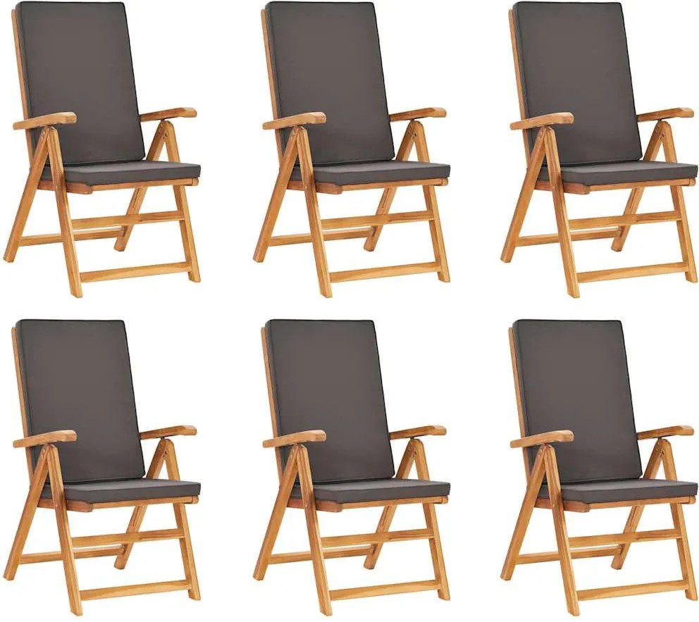 7dílný zahradní jídelní set s poduškami masivní teak šedý 3059567