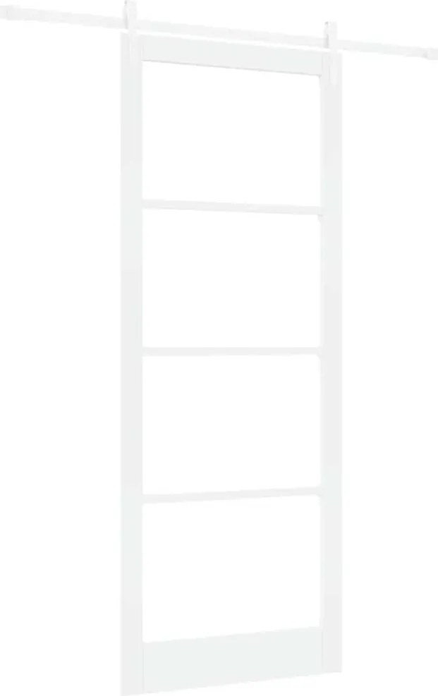 Posuvné dveře 93 x 232 cm Masivní borové dřevo a sklo Bílá 3332376