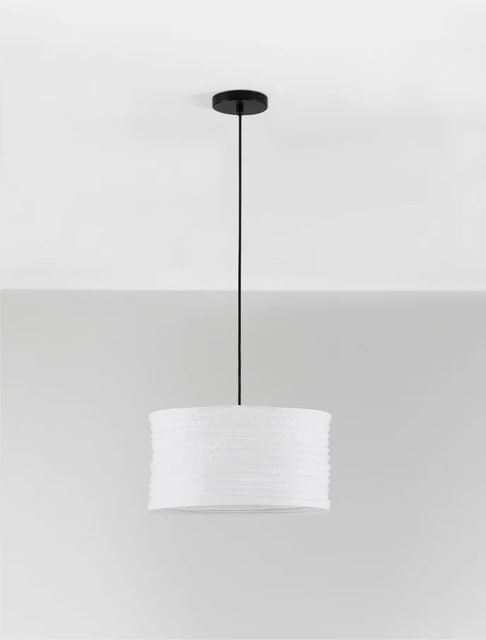 Bílé lněné závěsné svítidlo ø 38 cm Linnet – Nova Luce