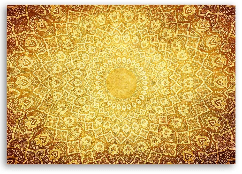 Obraz na plátně, Zlatá mandala abstrakce - 100x70 cm