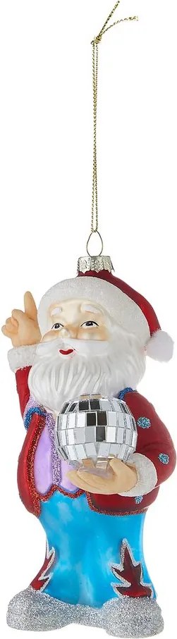 HANG ON Skleněná ozdoba Santa a disko