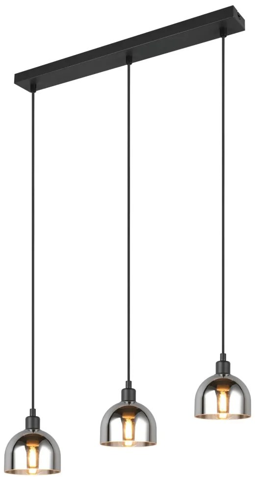Závěsné stropní osvětlení Molly, černá/chromované sklo