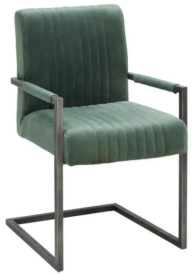 XXXLutz ŽIDLE S PODRUČKAMI, železo, samet, zelená, černá Ambia Home - Židle s područkami
