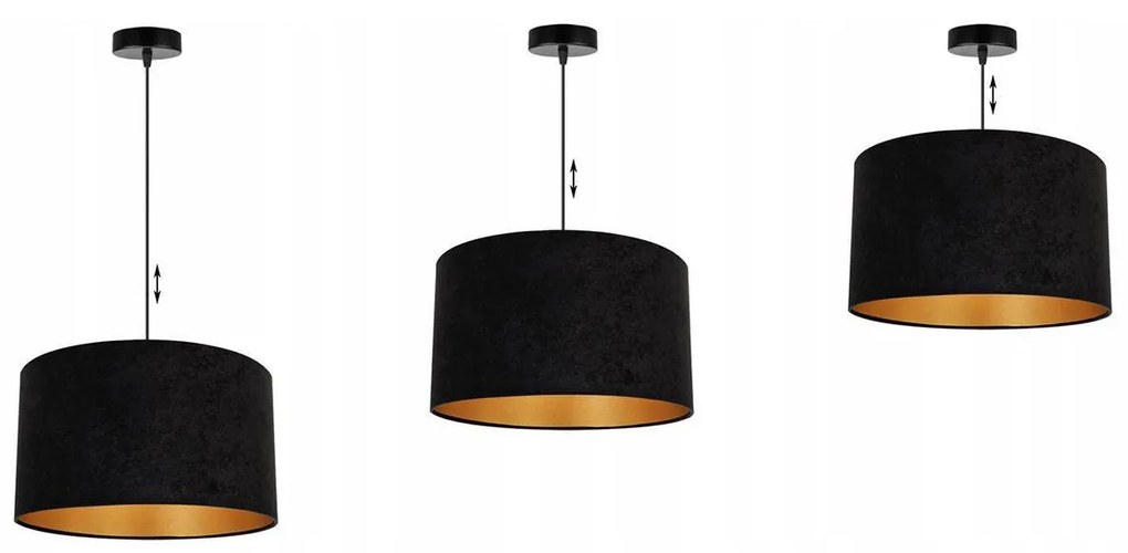 Závěsné svítidlo Mediolan, 1x černé/zlaté textilní stínítko, (fi 35cm)