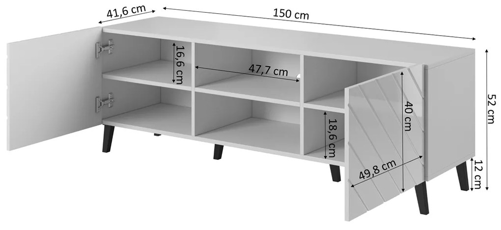 Komoda RTV ABETO 150 černá