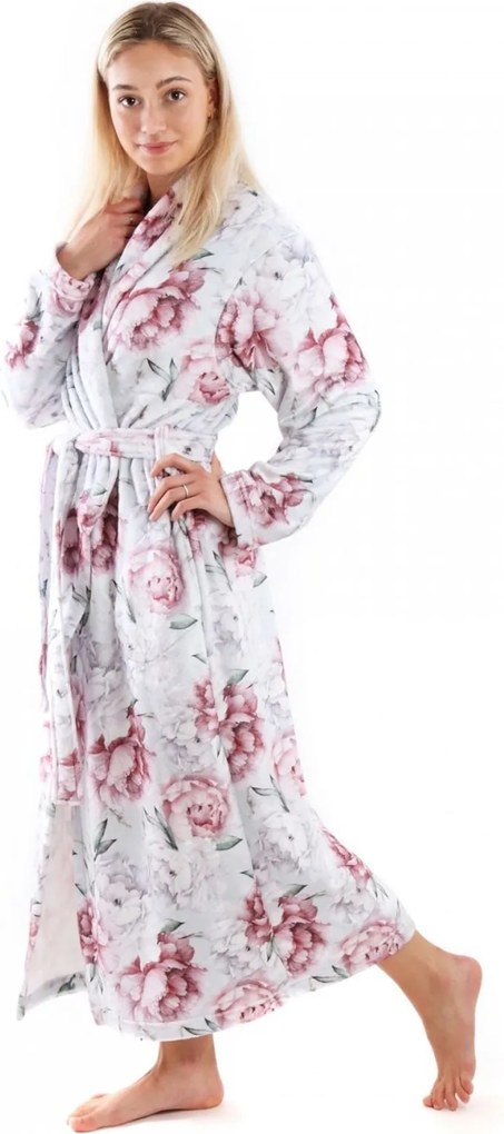 Dámský župan Annie pivoňky světlé 21 26 0011 - XXL