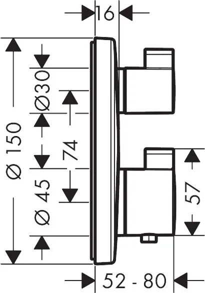 Hansgrohe Ecostat S Baterie sprchová, podomítková, termostatická 15757000