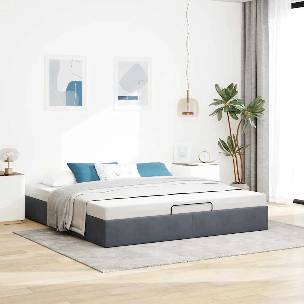Osmanský rám postele bez matrací tmavě šedá 200x200 cm samet 3310986