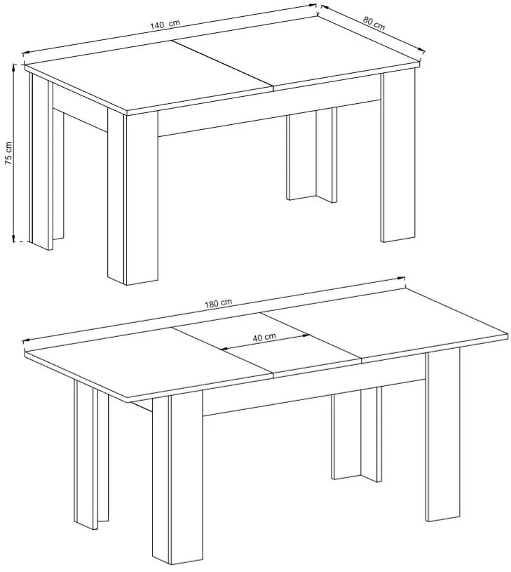 Rene - rozkládací jídelní stůl L140 - 140/180x80 cm | POŠKOZENÝ OBAL