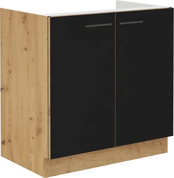 Spodní dřezová skříňka, černý mat / dub artisan, Monro 80ZL 2F BB