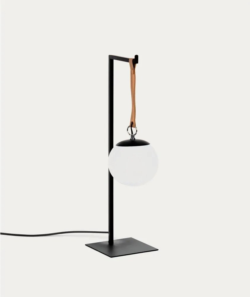 Černá kovová stolní lampa s plastovým stínidlem (výška 60 cm) Monteiro – Kave Home