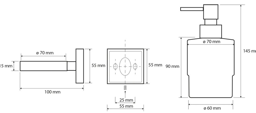 Sapho, X-SQUARE dávkovač mýdla MINI 200 ml, chrom, XQ101