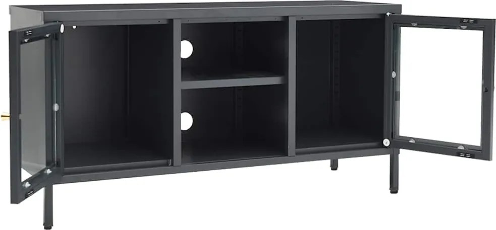 TV stolek antracitový 105 x 35 x 52 cm ocel a sklo 336060