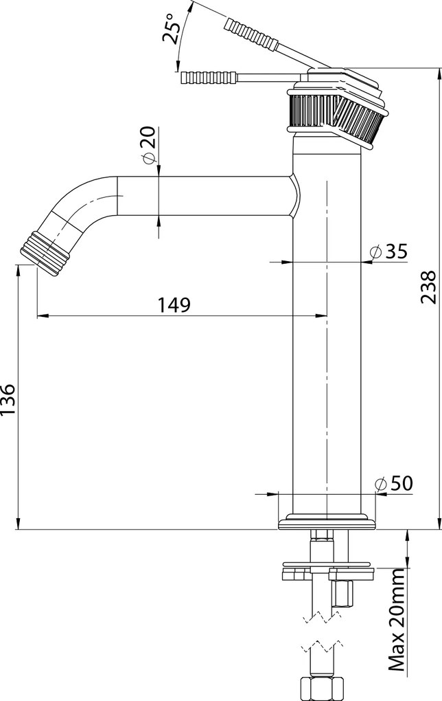 Sapho Versi umyvadlová baterie stojánková výška 240 mm černá mat RV004/15