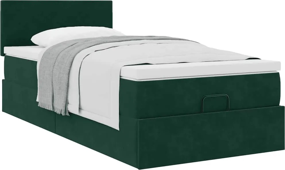 Osmanský rám postele s matrací tmavě šedá 90x200cm samet 3311678