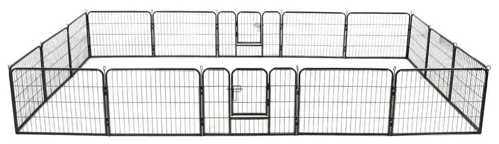 275492 vidaXL Ohrádka pro psy 16 panelů ocelová 60 x 80 cm černá