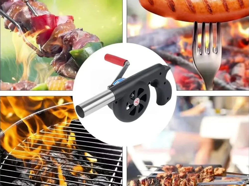 Verk Group RUČNÍ DMYCHADLO PRO ZAPALOVÁNÍ GRILŮ TÁBOROVÝCH OHŇŮ VAŘIČŮ BBQ ROBUSTNÍ RUKOJEŤ