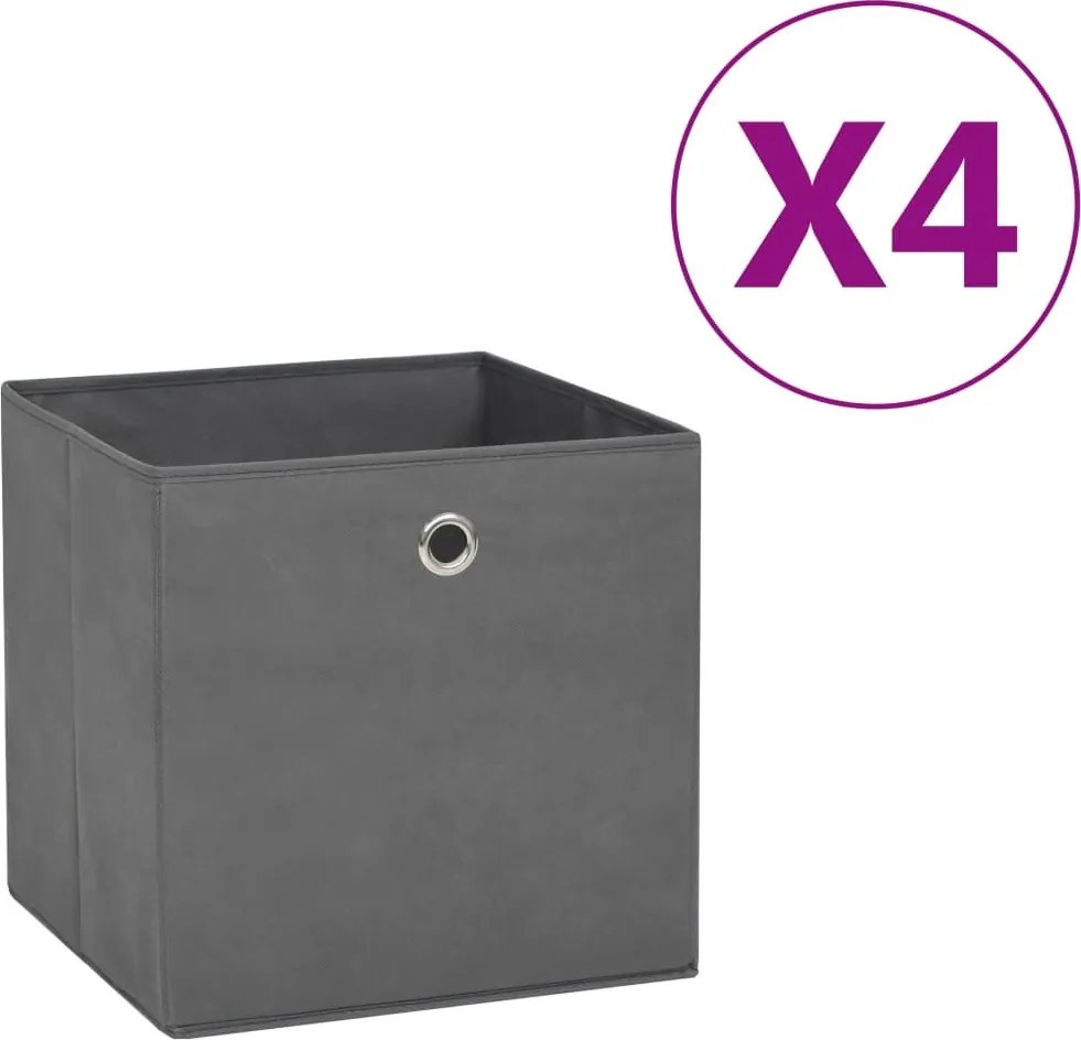 vidaXL Úložné boxy 4 ks netkaná textilie 28 x 28 x 28 cm [325188] Barva: Bílá