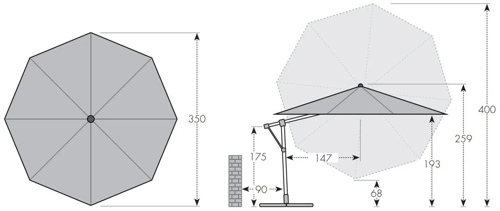 Slunečník DOPPLER Expert 350 cm výkyvný s boční tyčí přírodní T820