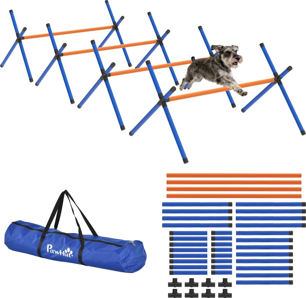 PawHut 4dílná agility sada pro psy — nastavitelné překážky s taškou, přenosný tréninkový set pro malé psy | Aosom