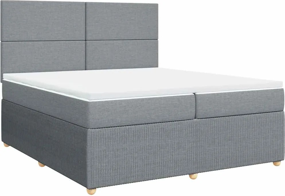 Box spring postel s matrací světle šedá 200 x 200 cm textil 3294456