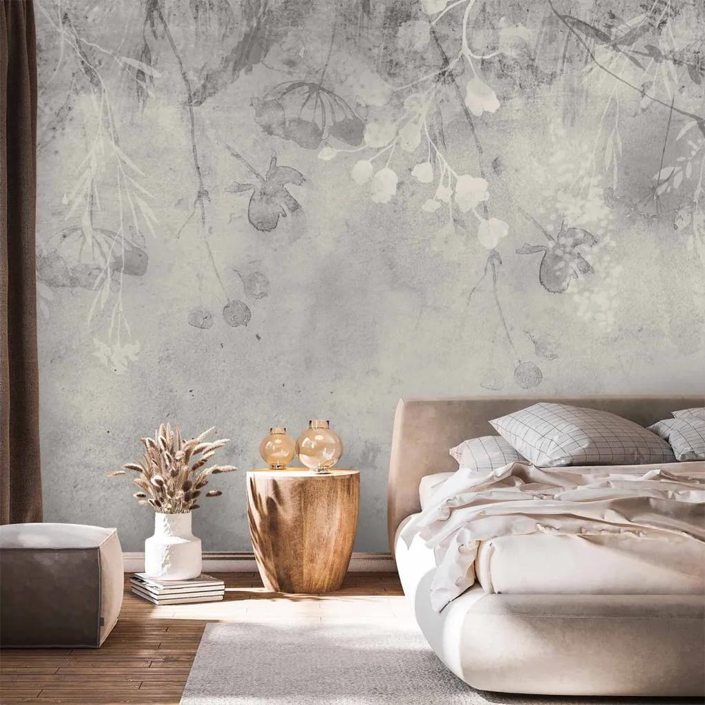 Fototapeta Jemné rostliny - krajina s kompozicí květů v odstínech šedé