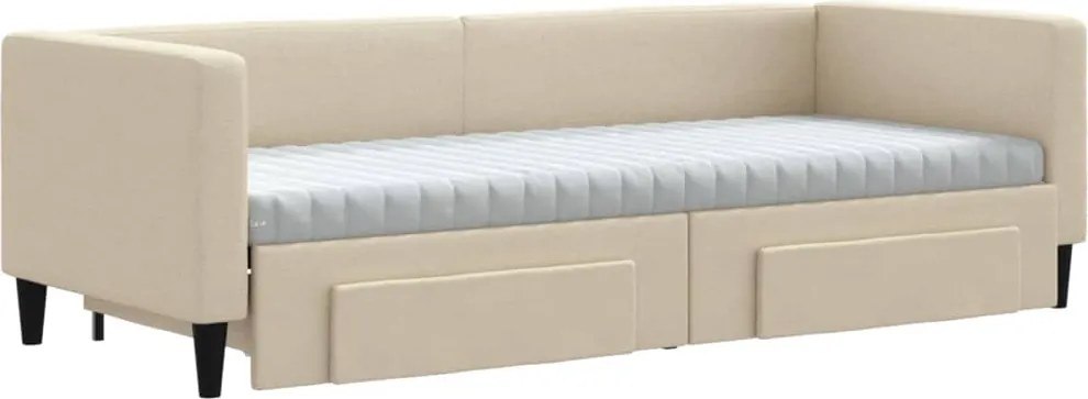 Válenda s přistýlkou a zásuvkami krémová 80 x 200 cm textil 3196631