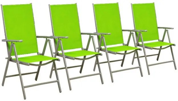 4 ks zahradní židle z textilním sedákem, zelená