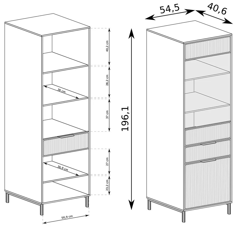STYLES k | vitrína LS-5 | 54,5 cm | 3D povrch | UNI provedení | kašmír